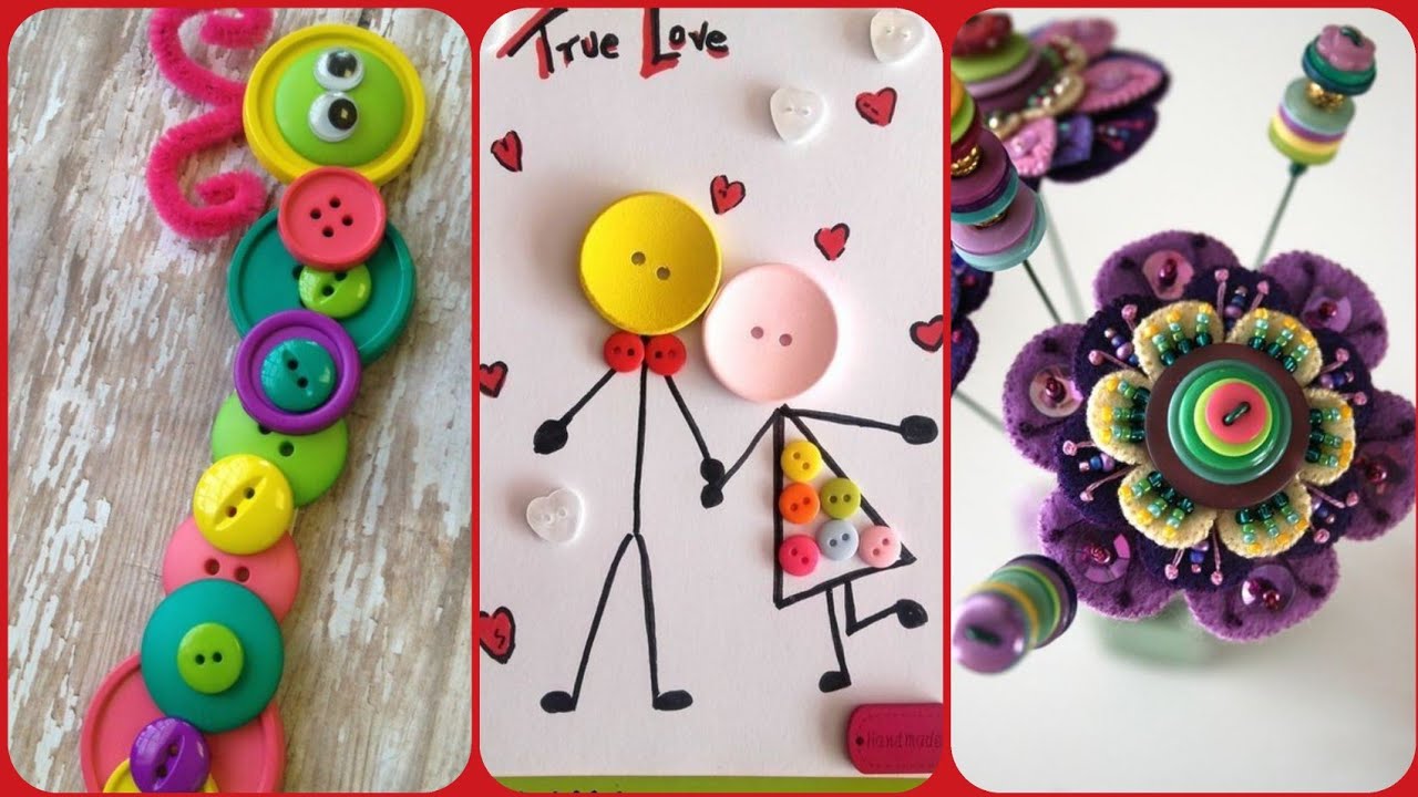 50 Best button craft ideas For Kids - YouTube