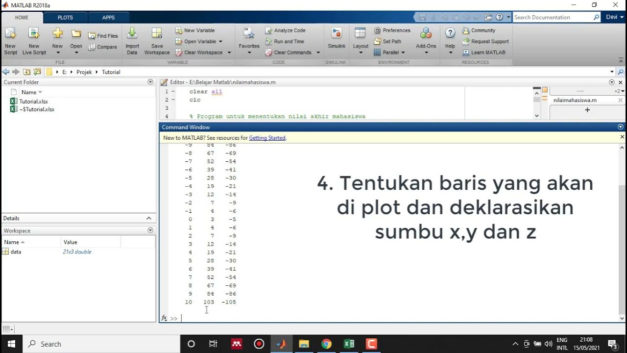 Tutorial import dan baca file Excell dan proses plotingnya pada MATLAB ...