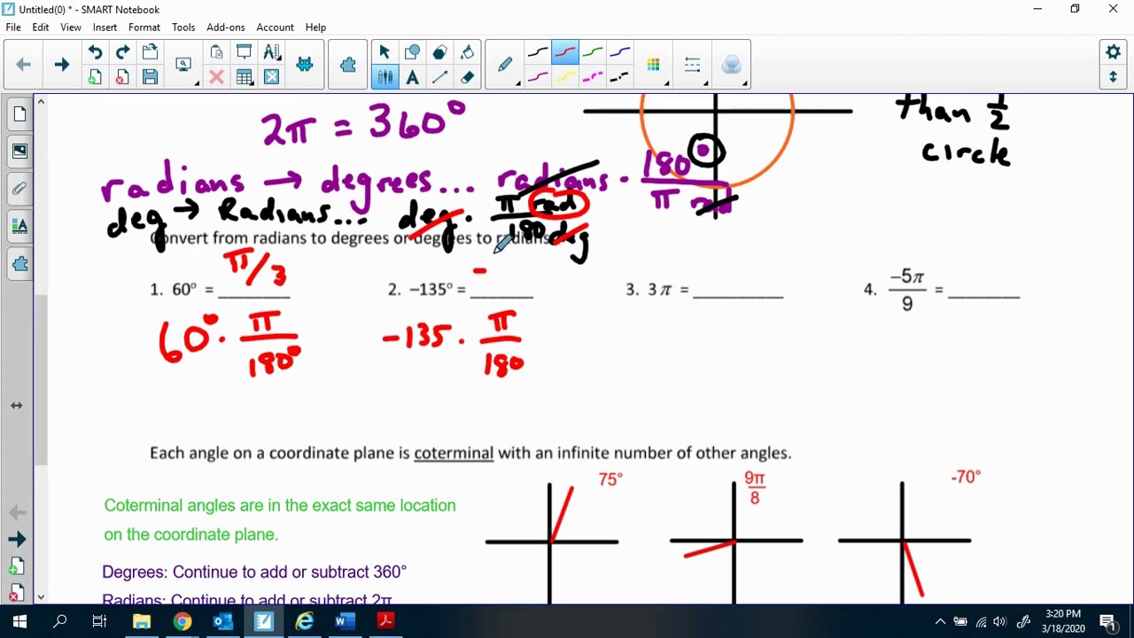 Angles and the Unit Circle 1 - YouTube