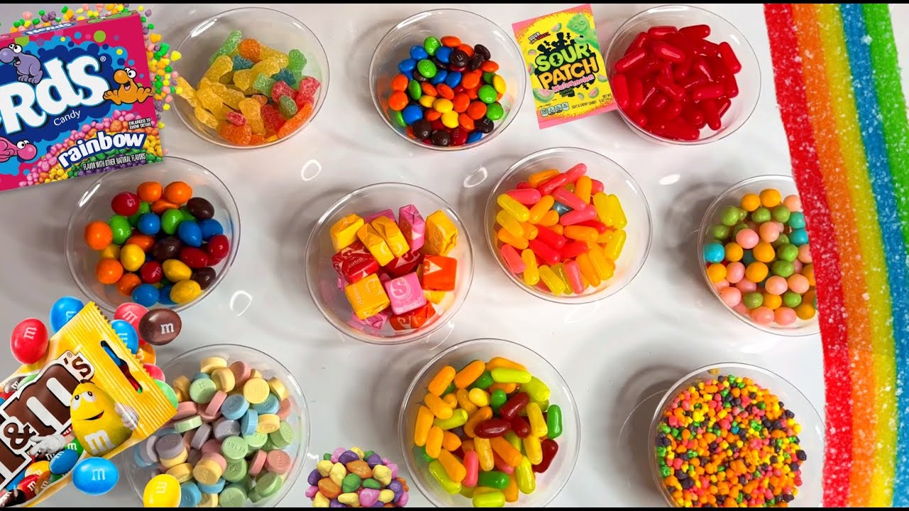 Filling Cups with Candy 🍭 Candies 🍬rainbow 🌈 Sweets | Filling Cups 🍭 ...