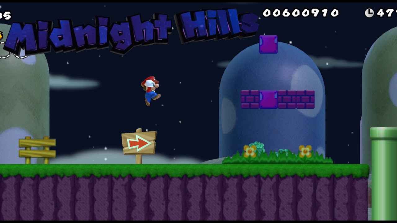 Nsmbw Level Showcase: Midnight Hills - YouTube
