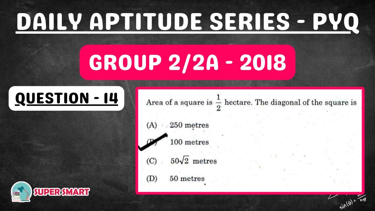 Area of a square is 1/2 hectare. The diagonal of the square is ...