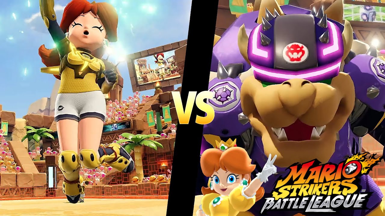 Mario Strikers Battle League Team Daisy vs Team Bowser in Desert Ruin - YouTube