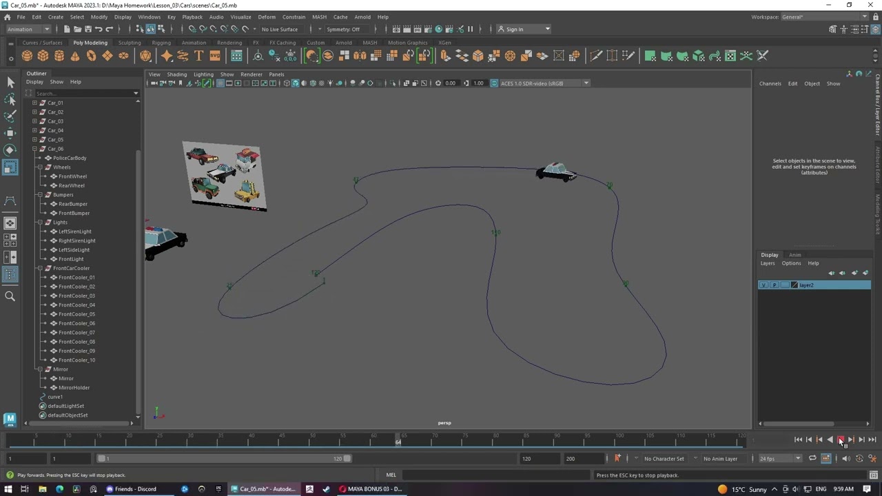 Cars animation homework in Maya - YouTube
