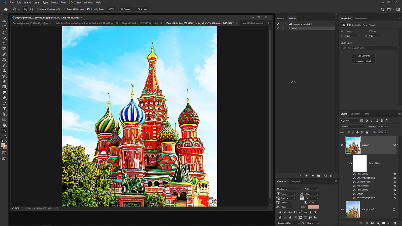 Magazine Line Art 2 - Photoshop Action - YouTube