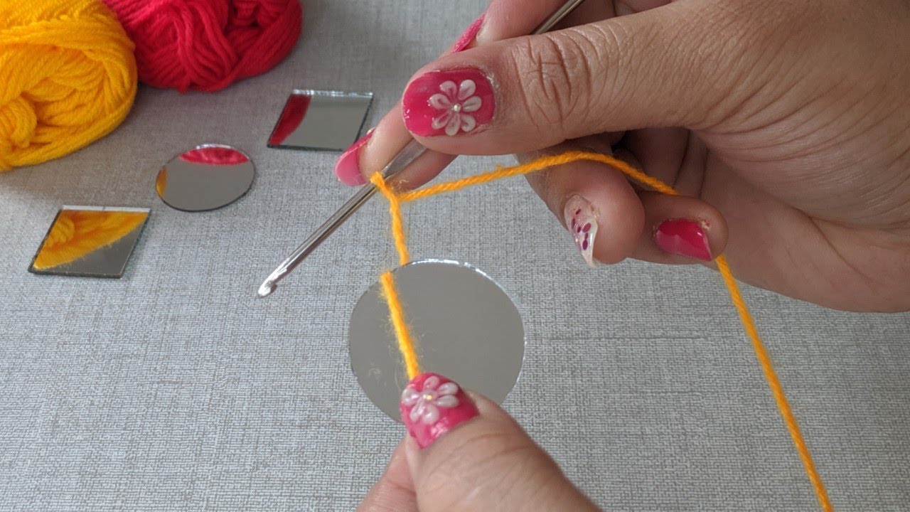 Amazing Hand Embroidery mirror work design idea | Super woolen flower ...