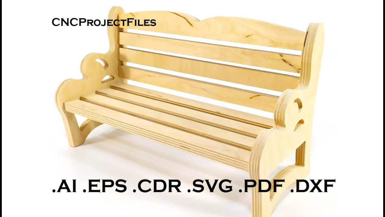 CNC files for wood. Decorative bench files for CNC project. dxf, eps ...