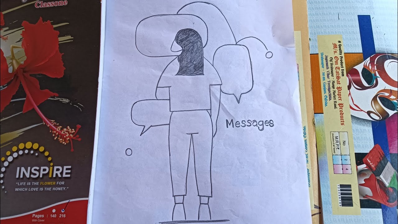 How to draw messages trick ##drawings ##flowers - YouTube