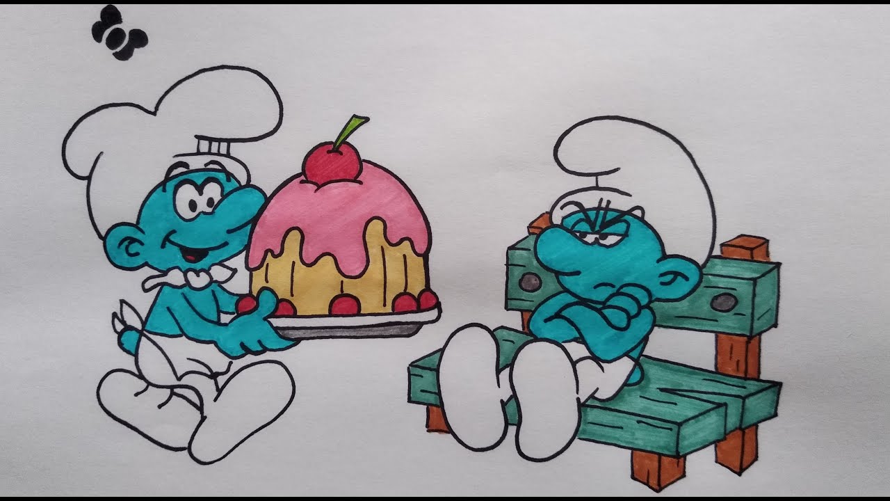 223) I puffi - Puffo golosone, Puffo Brontolone: disegnare e colorare ...