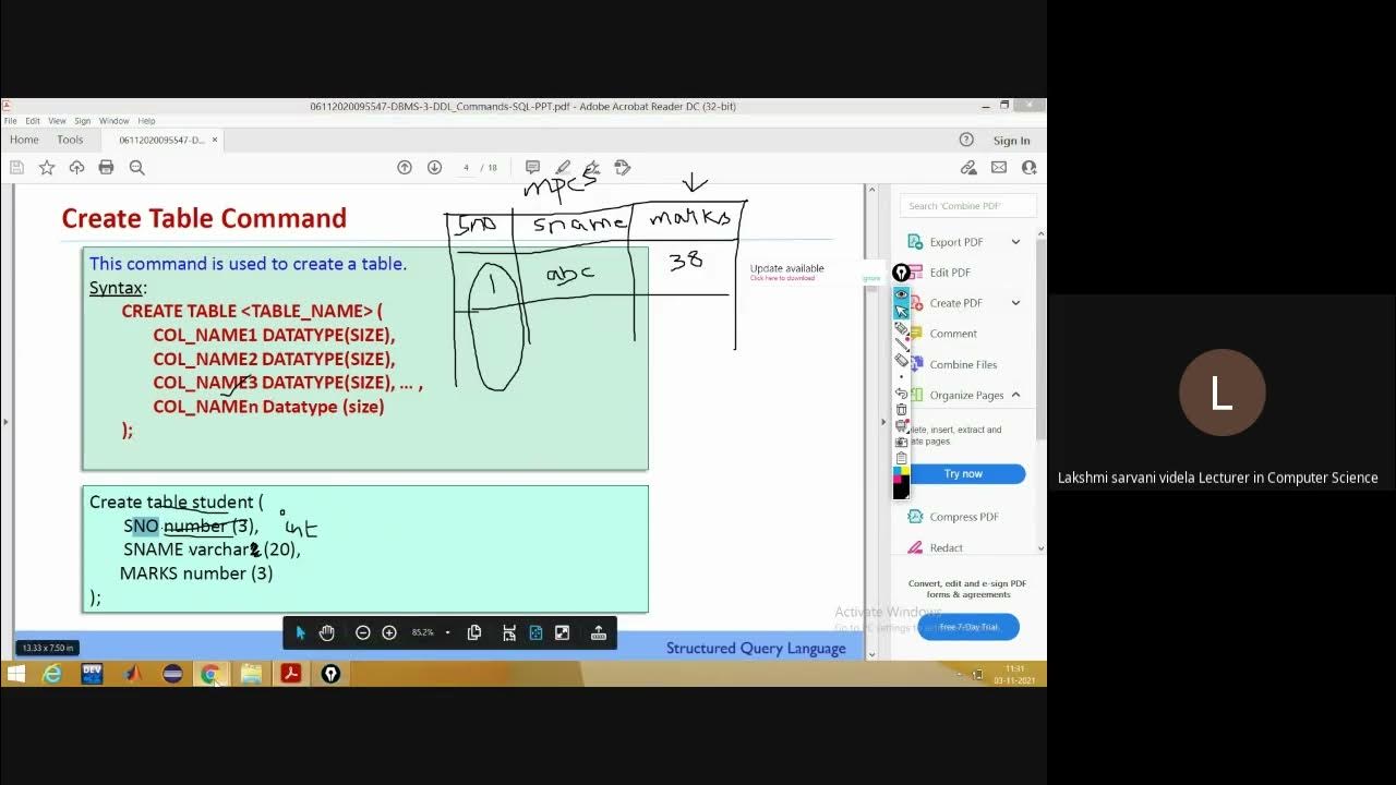 DDL and DML Commands in DBMS in Telugu - YouTube