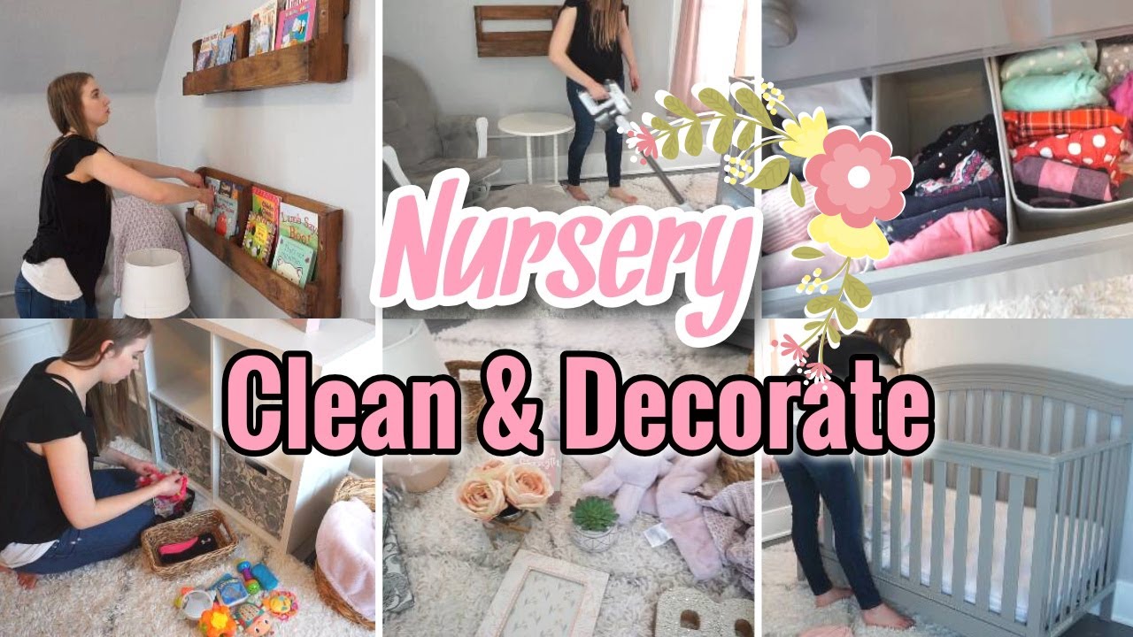 CLEAN & DECORATE WITH ME NURSERY // 2020 BABY GIRL NURSERY DECOR ...