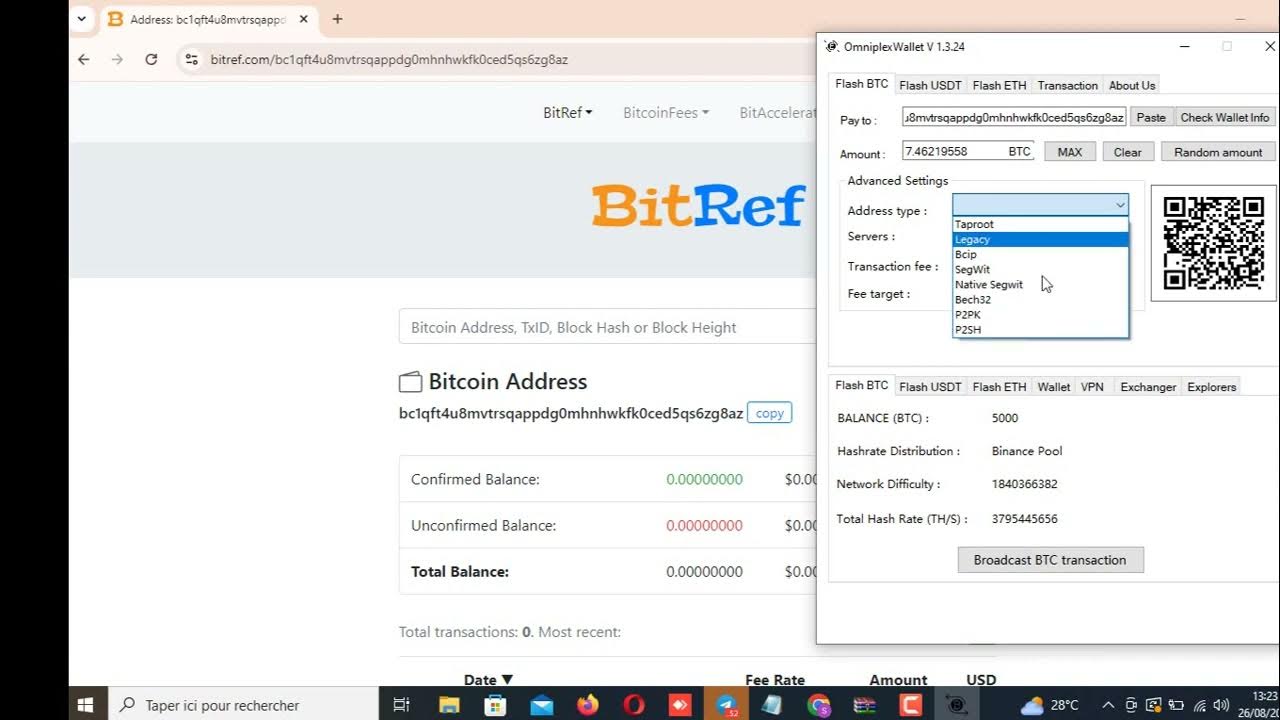 [Sending 7 BTC in live with Omniplex Software] #bitcoin transactions flash- Démo - YouTube