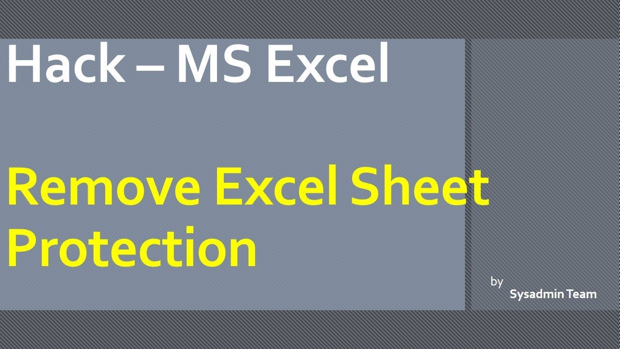 Remove Excel Sheet Password Protection YouTube remove-excel-sheet-password-protection-youtube