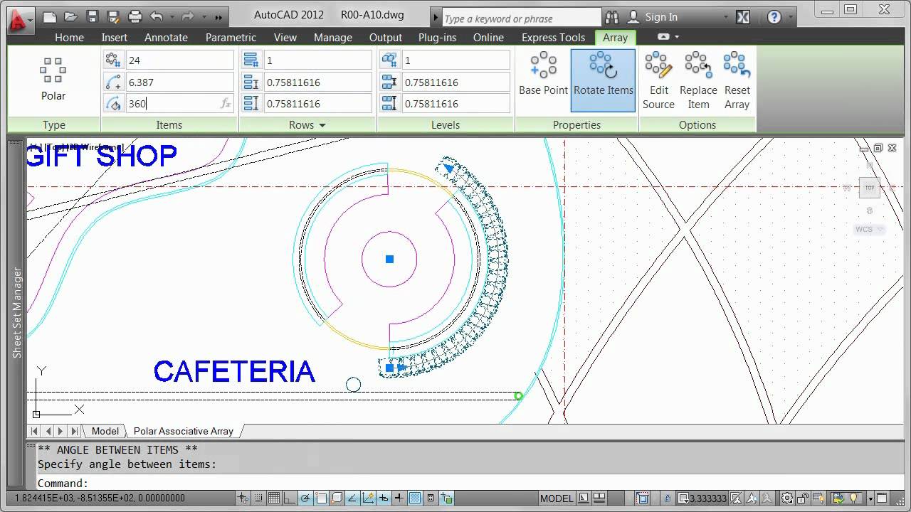 AutoCAD 2012: Polar Array - YouTube