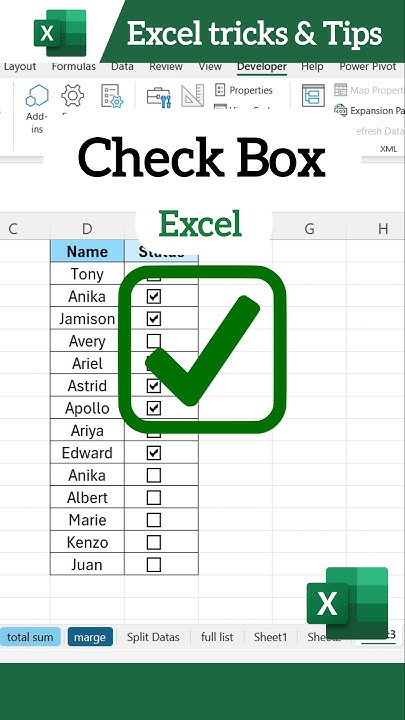 Check Box in Excel#Excel tricks#excel tips#Excel shortcuts Keys#Excel ...