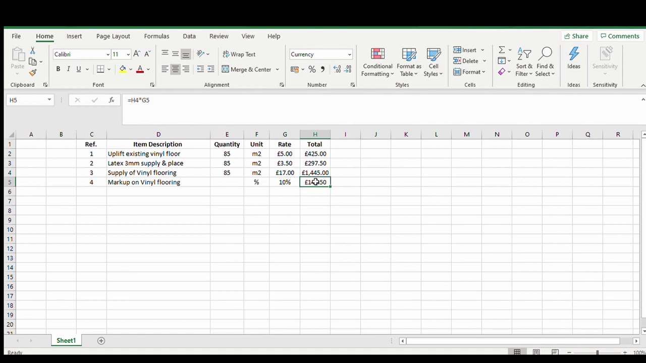 How to create simple construction estimates excel - YouTube
