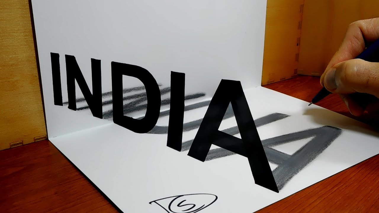 How to Draw INDIA 3D Trick Art 3D Drawing, Country Names - YouTube