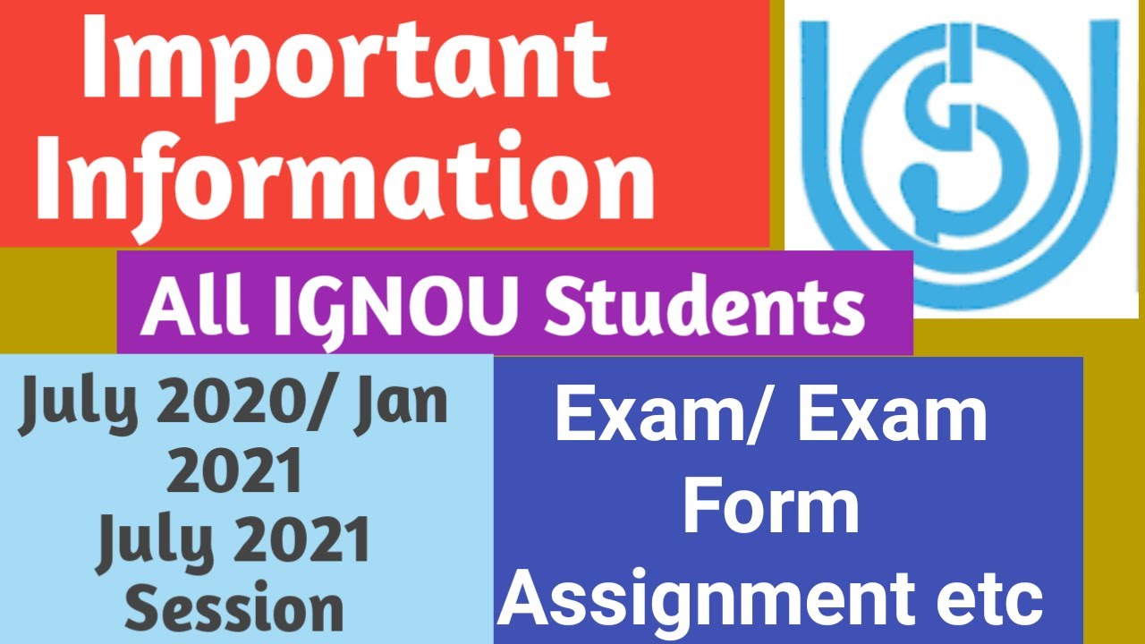 Important Video for IGNOU students - Exam / Exam form Assignment - YouTube