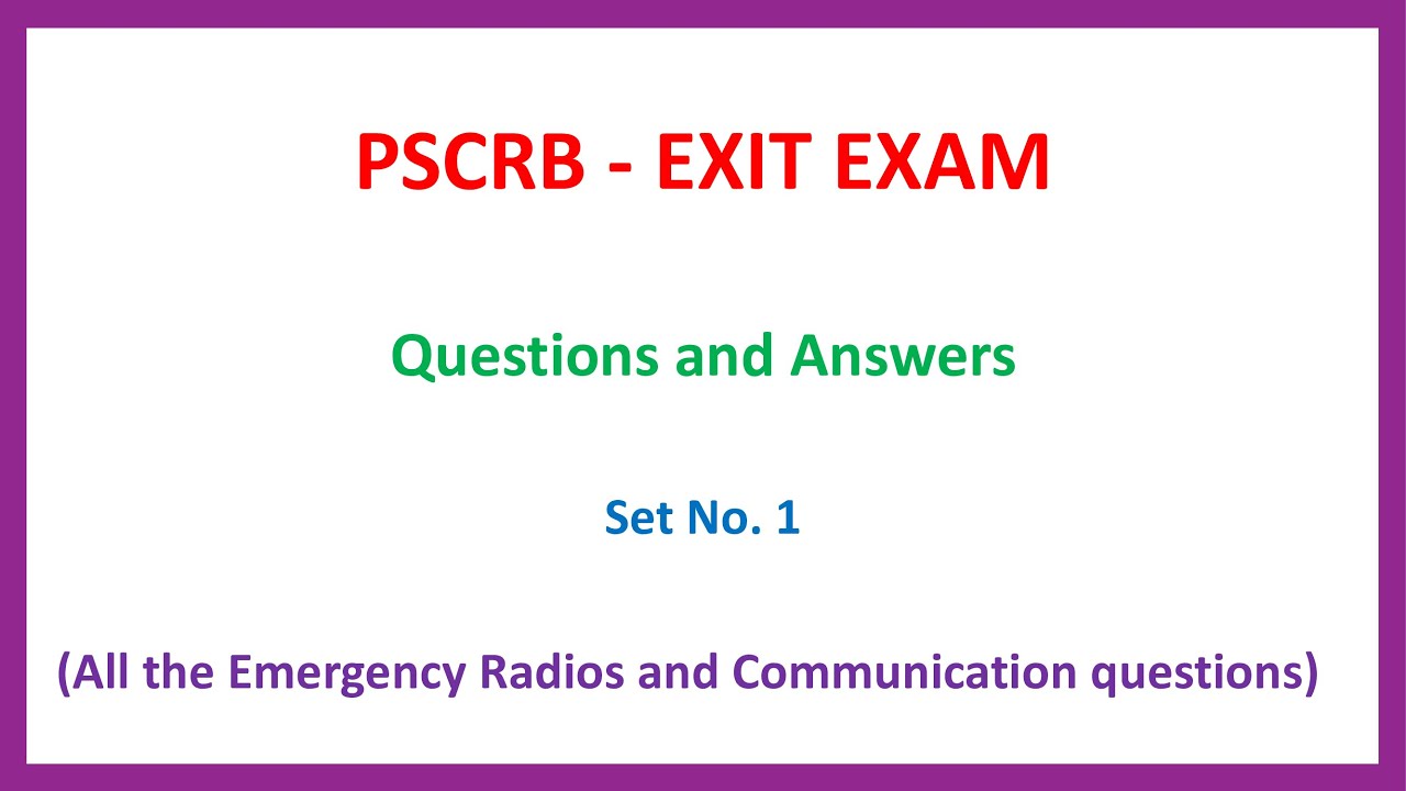 PSCRB - EXIT EXAM - Questions and Answers Set No. 1 - YouTube