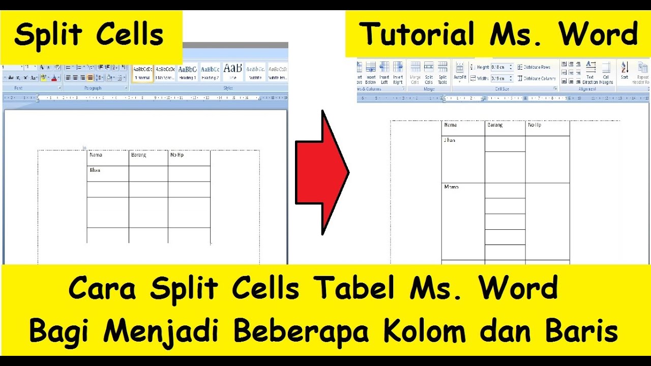 Cara Split Cells Tabel Ms. Word Membagi Menjadi Beberapa Kolom dan ...