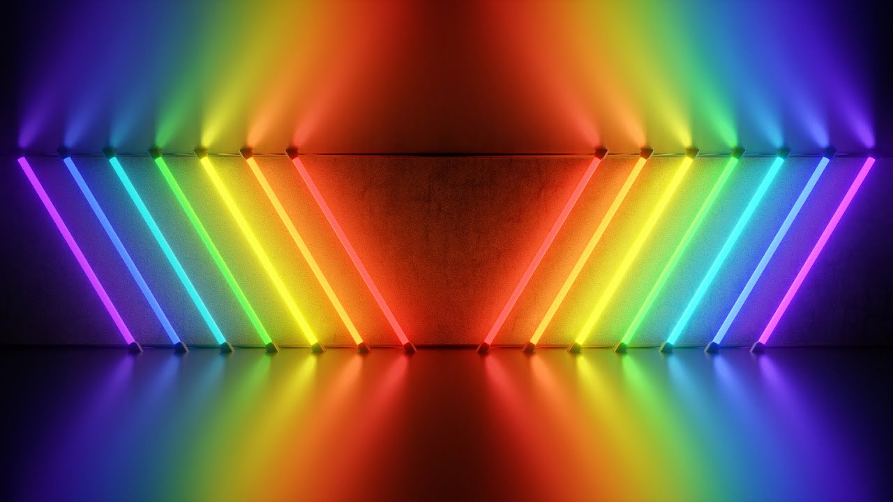Rainbow Spectrum Neon Tubes Flickering Flashing Glow Light 3D Lasers 4K ...