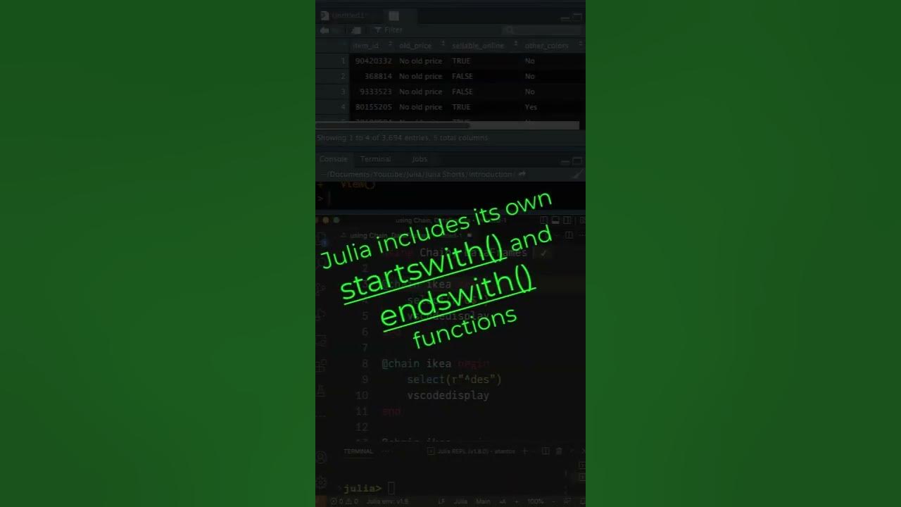 14 - Selecting Columns with Helper Functions and RegEx #shorts [Julia & R programming] - YouTube