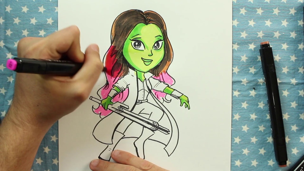 איך לצייר את גמורה | how to draw Gamora - YouTube
