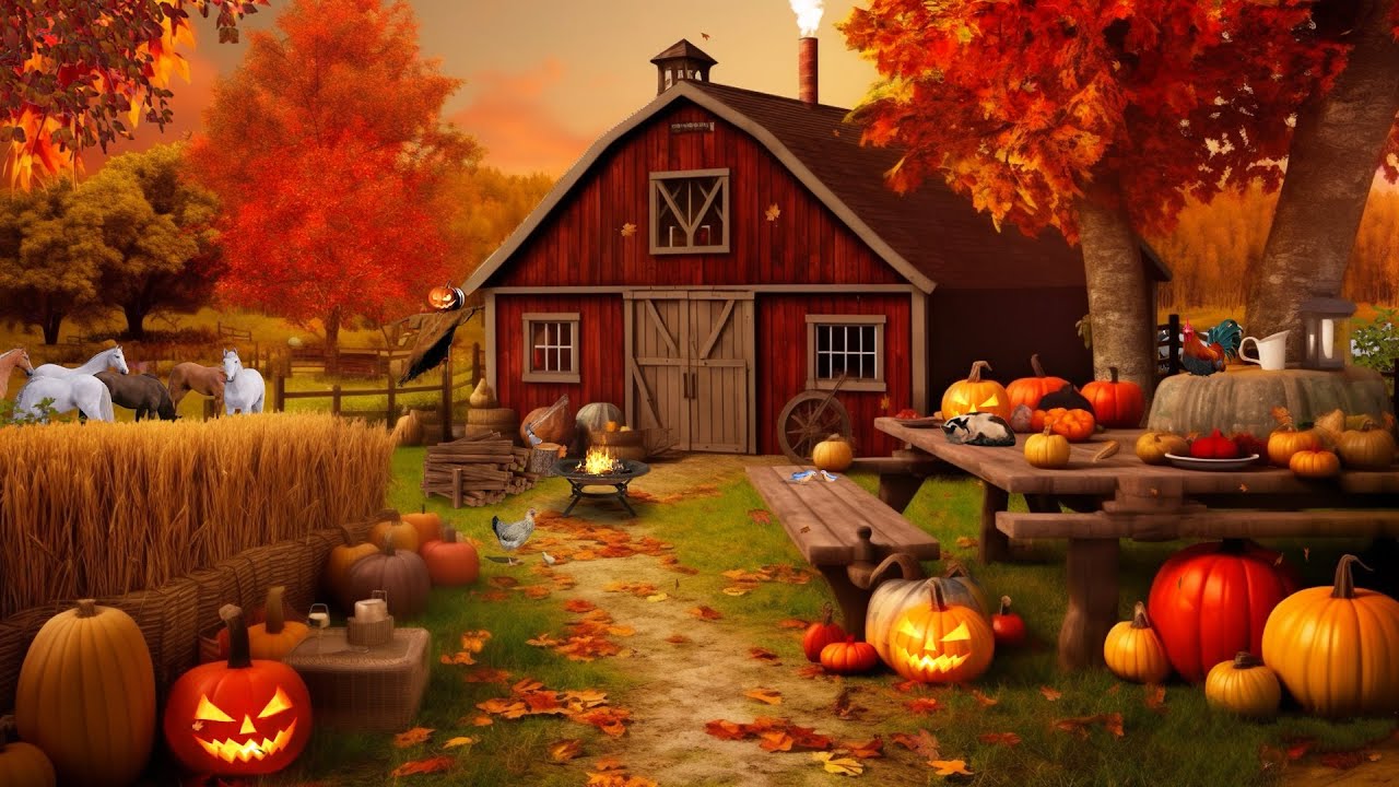 Beautiful Relaxing Music, Peaceful Soothing music " October Autumn Farm ...