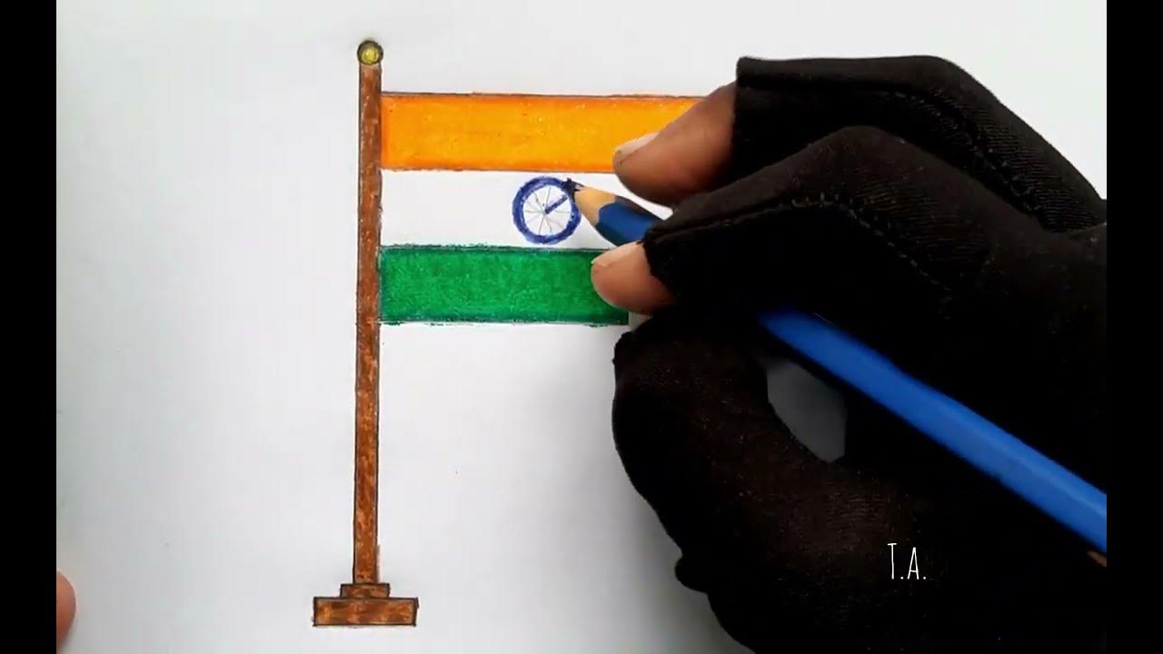 How to draw national flag of India step by step/easy Indian flag ...