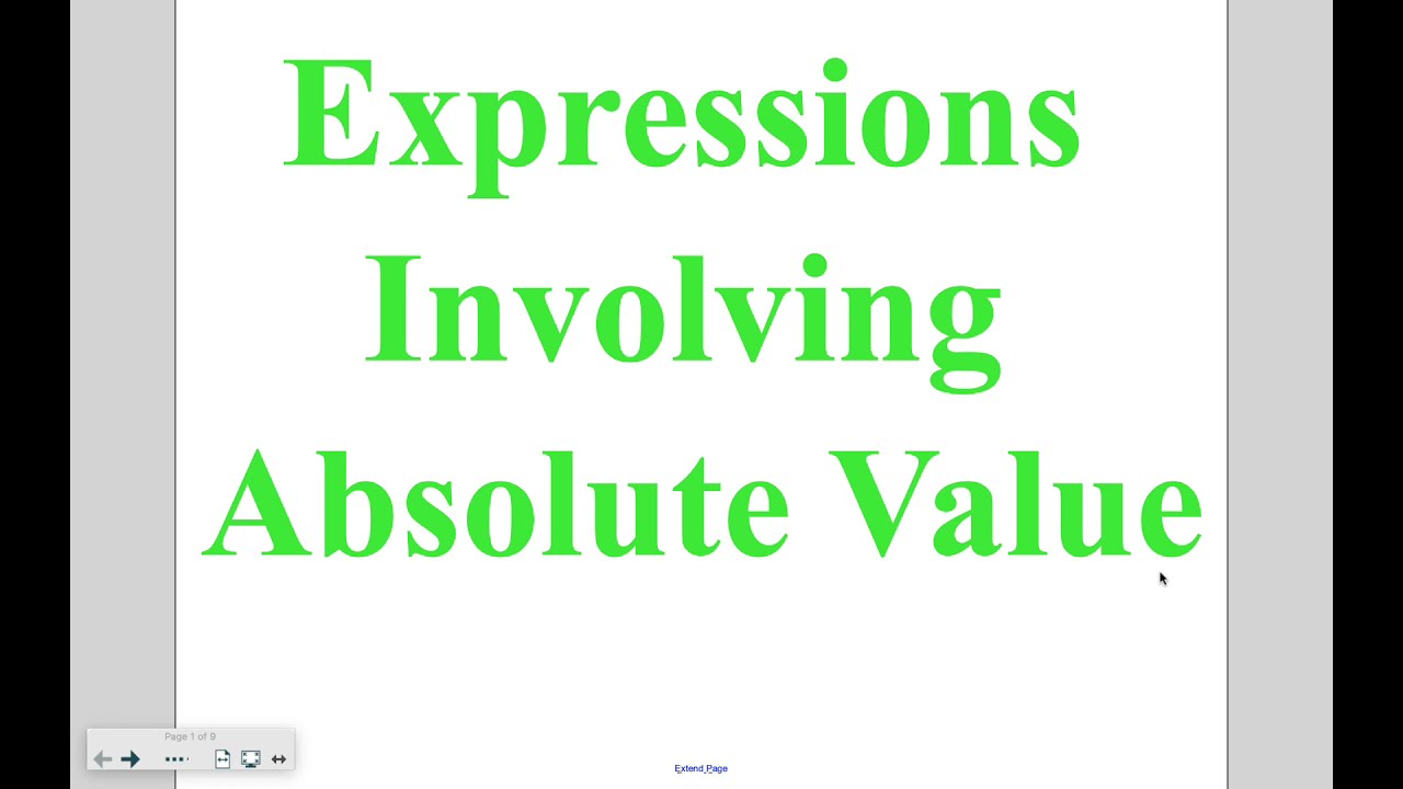 Algebra Lesson 1-5: Expression Involving Absolute Value - YouTube