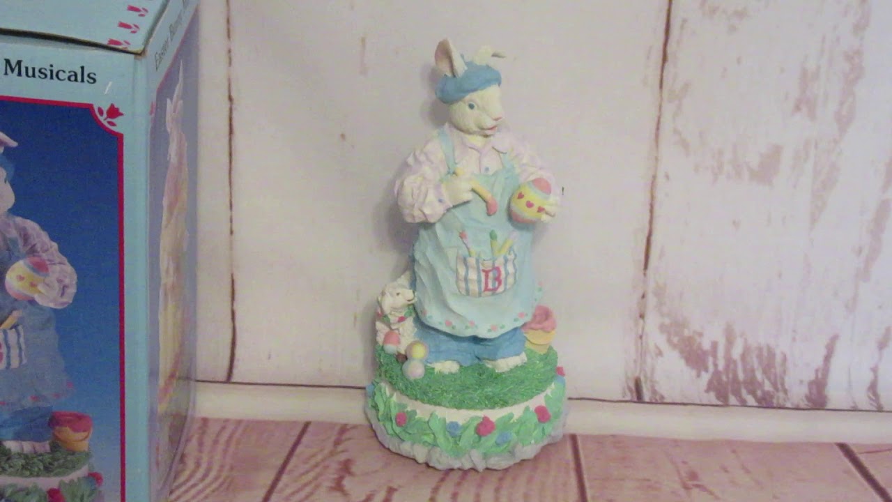 1996 Happy Easter Easter Bunny Musicals Music Box 9.5" Resin in ...