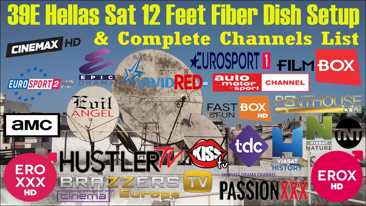39E Hellas Sat 12 feet Fiber dish setup & Complete Channels List - YouTube