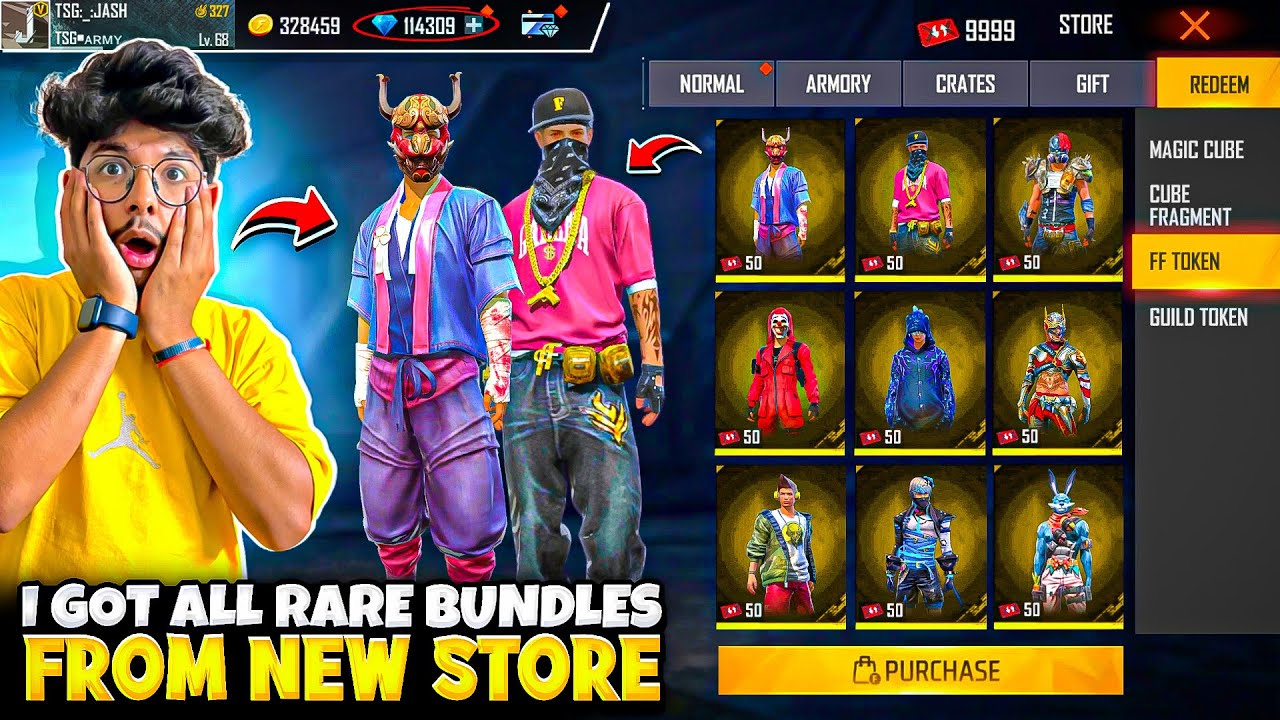 Free Fire I Got All Rare Bundles From New Exchange Store😍Poor To Rich ...