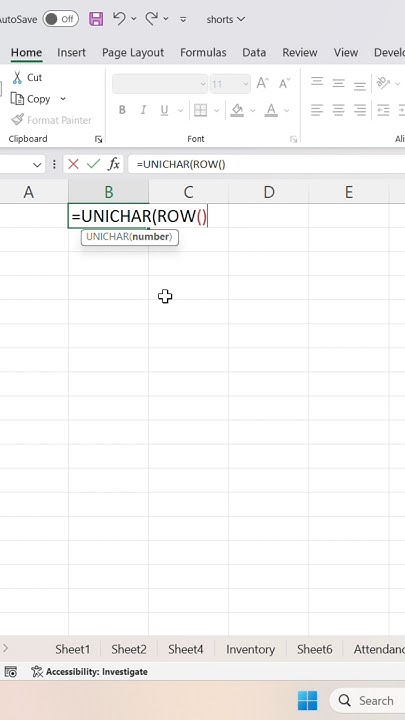 "Unichar + Row Formula" in Microsoft Excel - YouTube