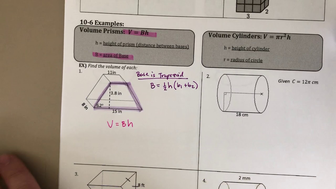 Geometry Ch 10-B Section 6-A - Volume of Prisms with Mr. Alent - YouTube