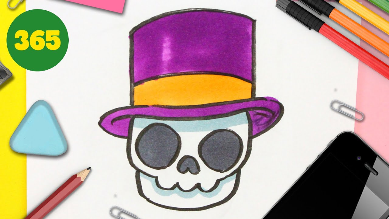 How to Draw a Cute skull Step by Step – Kawaii Drawing Tutorial - YouTube