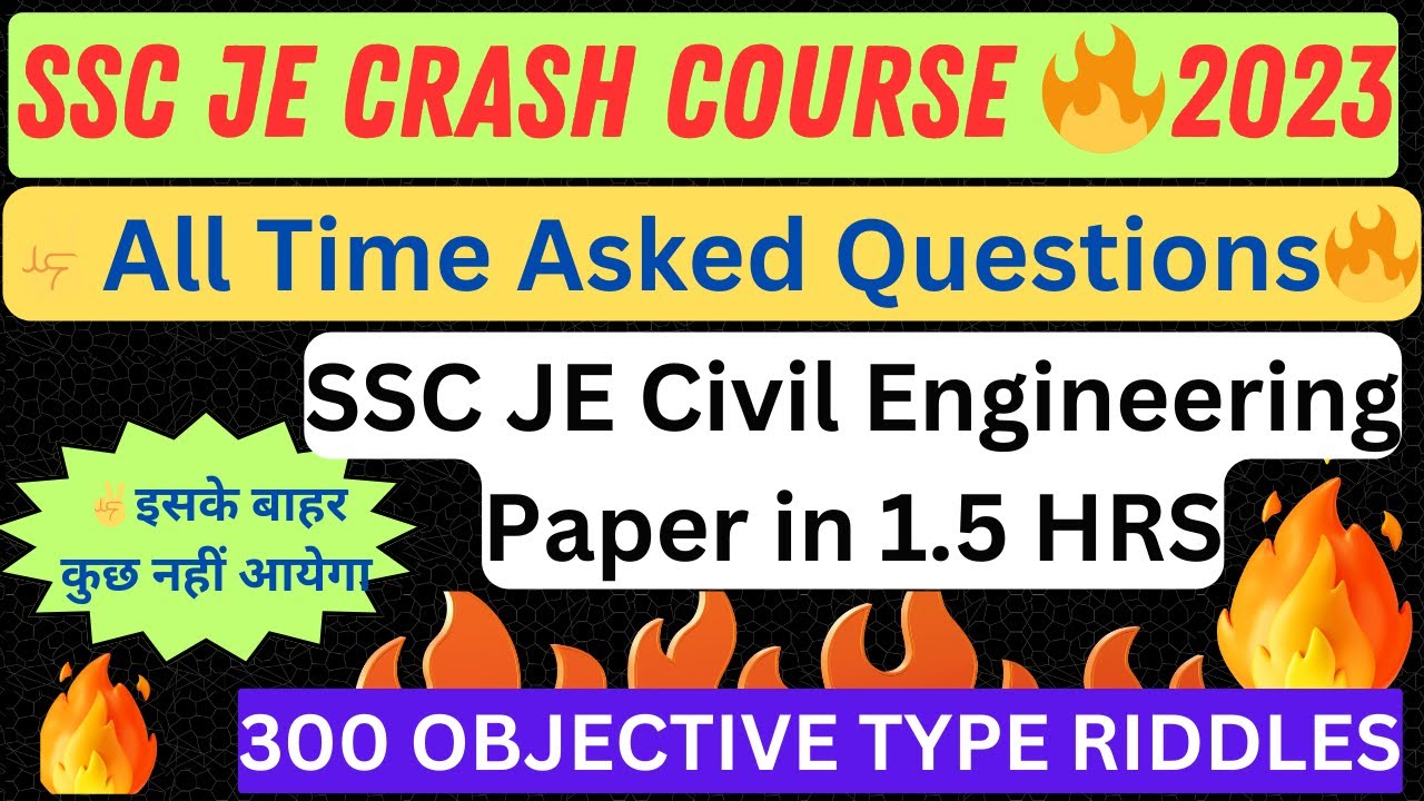 SSC JE Crash Course 🔥2023 All Time Asked Questions🔥SSC JE Civil ...