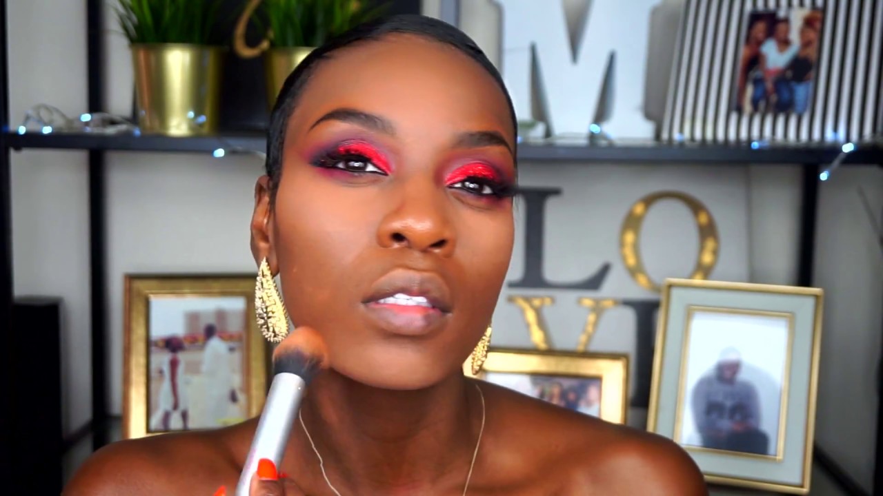 RED GLITTER EYESHADOW!| EASY MAKE UP TUTORIAL - YouTube