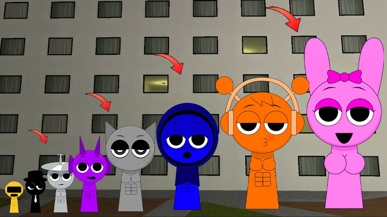 All the Sizes Of Sprunki Simon, Raddy, Mr. Sun, Pinki & Wenda, Jevin ...