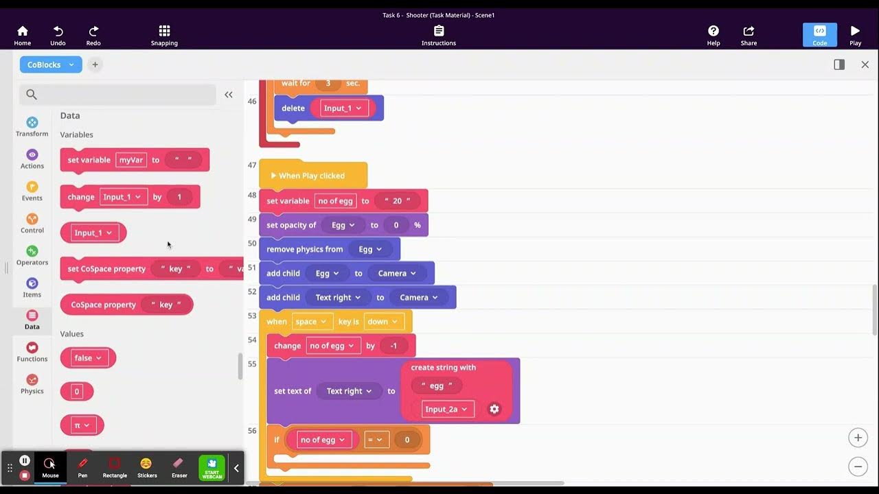 CoSpaces Edu :: How to input a number instead of a string for the code ...