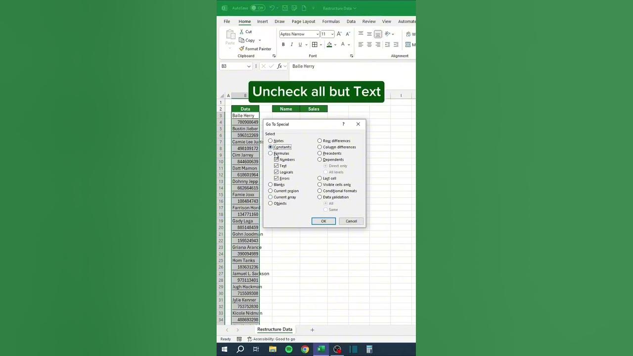 #restructure #data in #excel , #exceltips #exceltricks #spreadsheet - YouTube