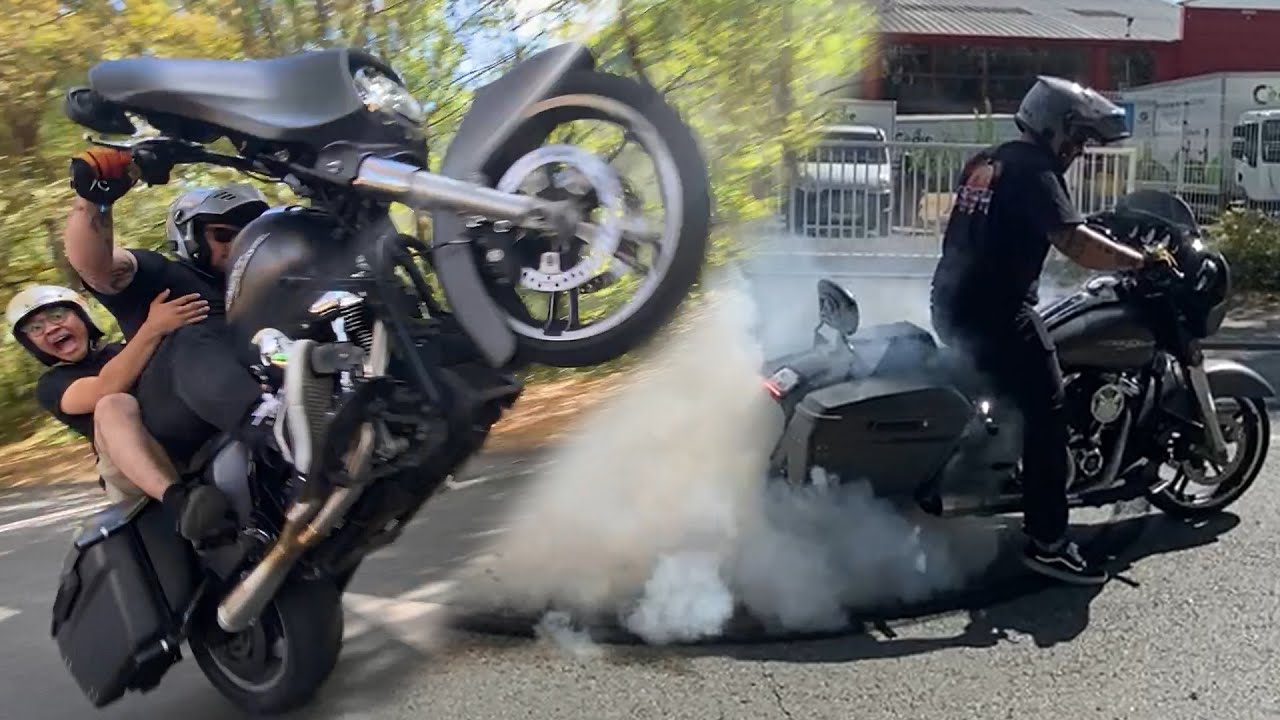 WHEELIES & BURN EN HARLEY DAVIDSON ! 🤟 - YouTube