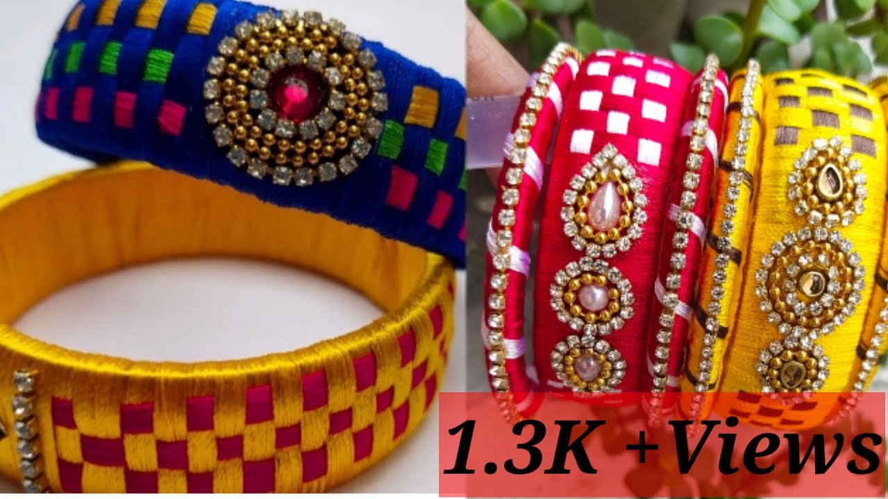 Making Silk thread checker Bangles// DIY Silk thread jewellery// - YouTube