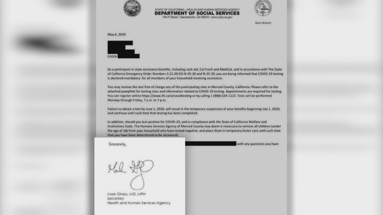 Fake California DSS letter threatens loss of benefits; possible removal ...