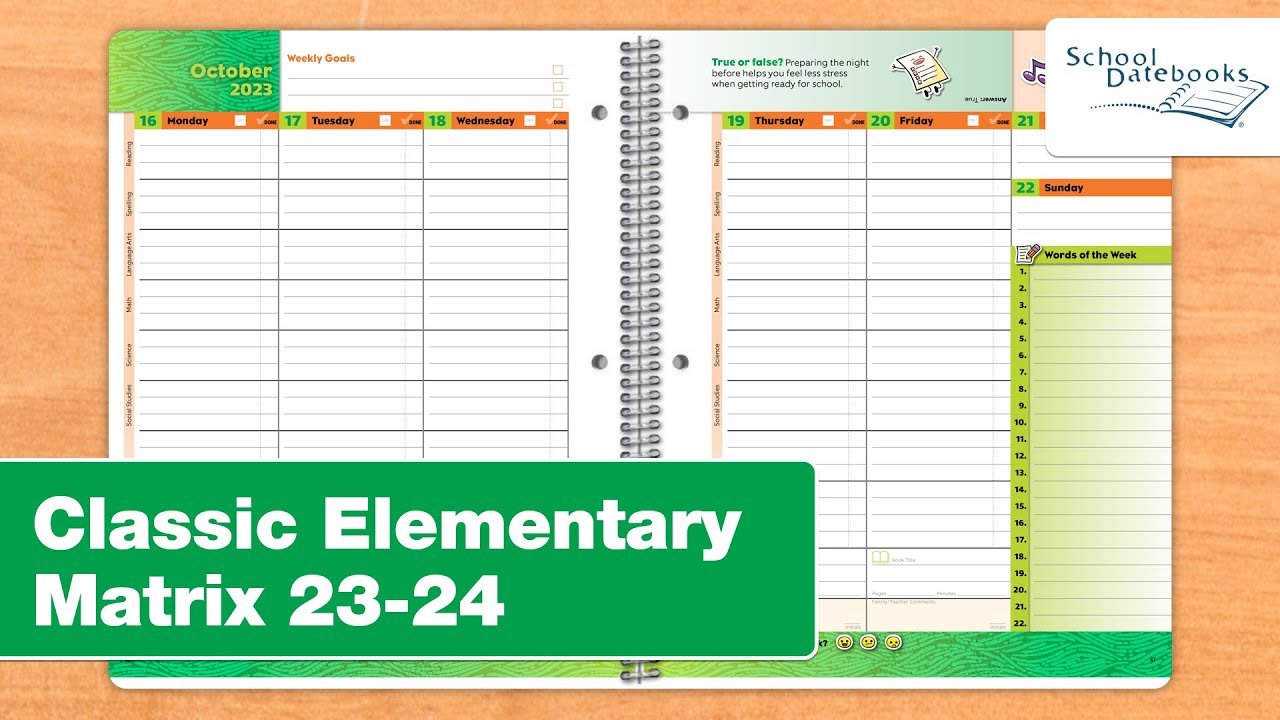 Classic Elementary Matrix 2023-24 Datebook - YouTube