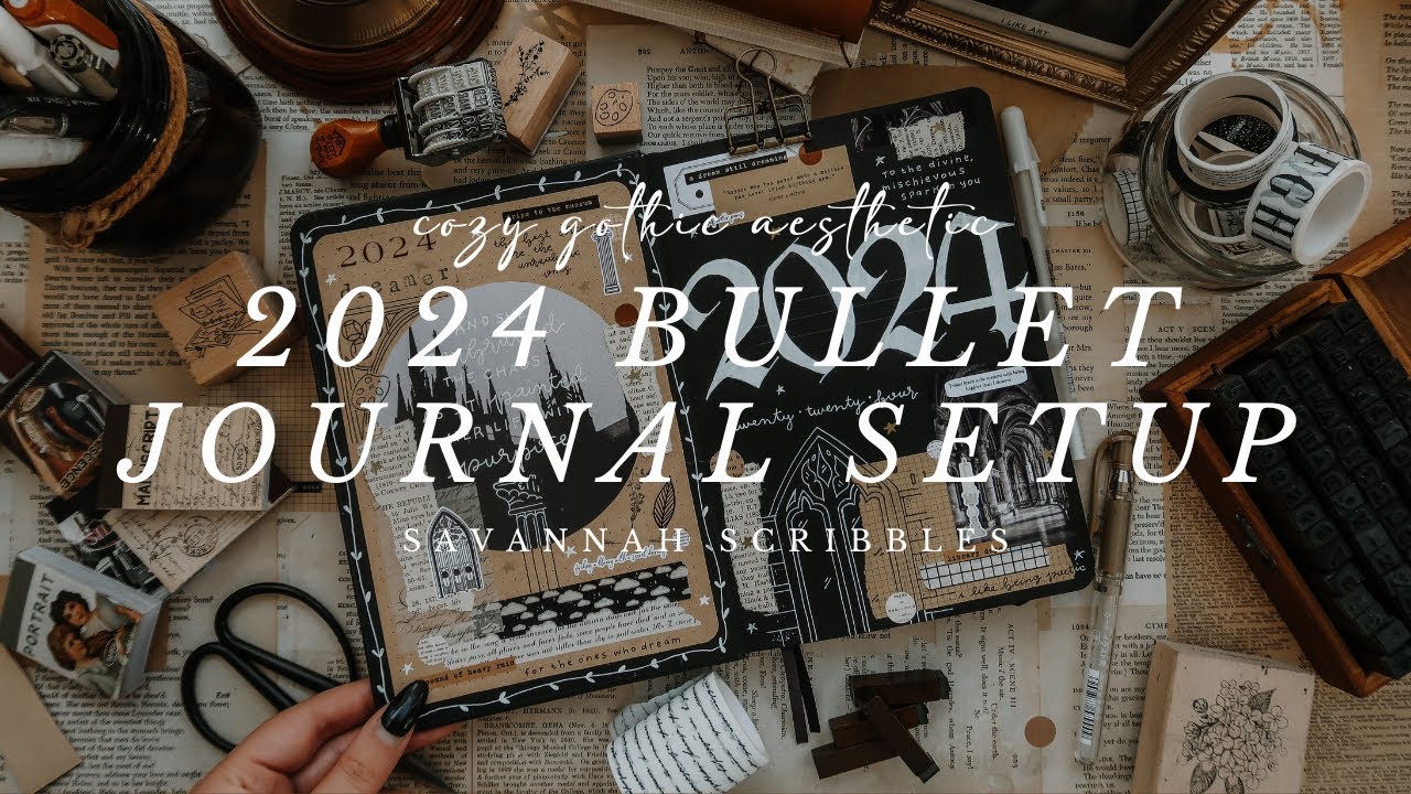 2024 Bullet Journal Set Up I Gothic Aesthetic Plan With Me I Black Page ...