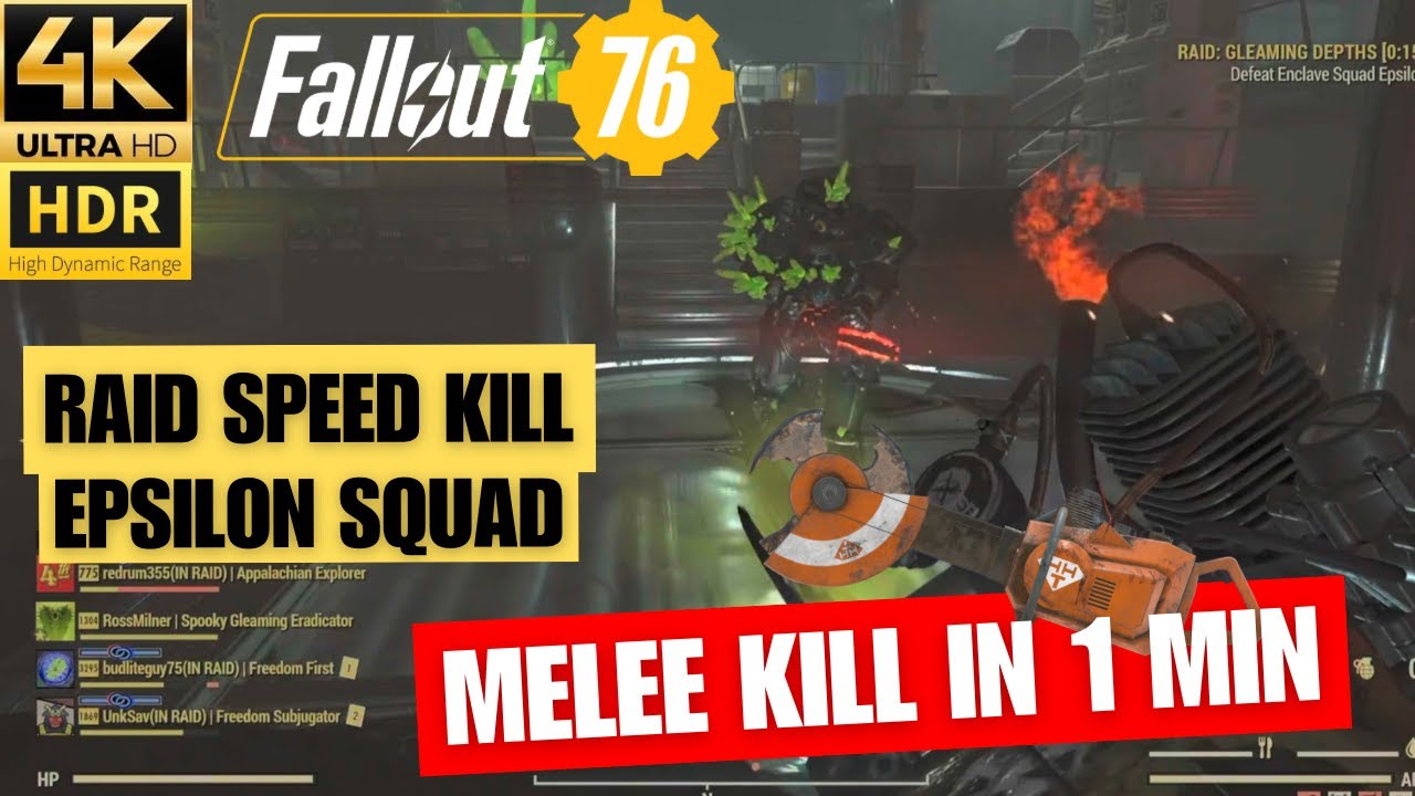 How to Kill Epsilon Squad in 1 Minute - Fallout 76 Raid Melee Build ...