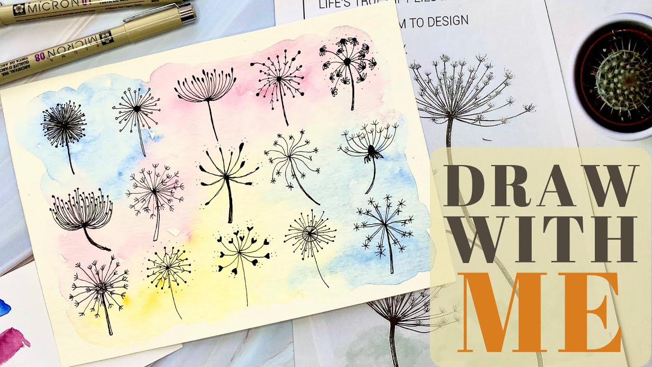 Daily Challenge #8 / 15 Different Ways in Dandelion Drawing Doodle ...
