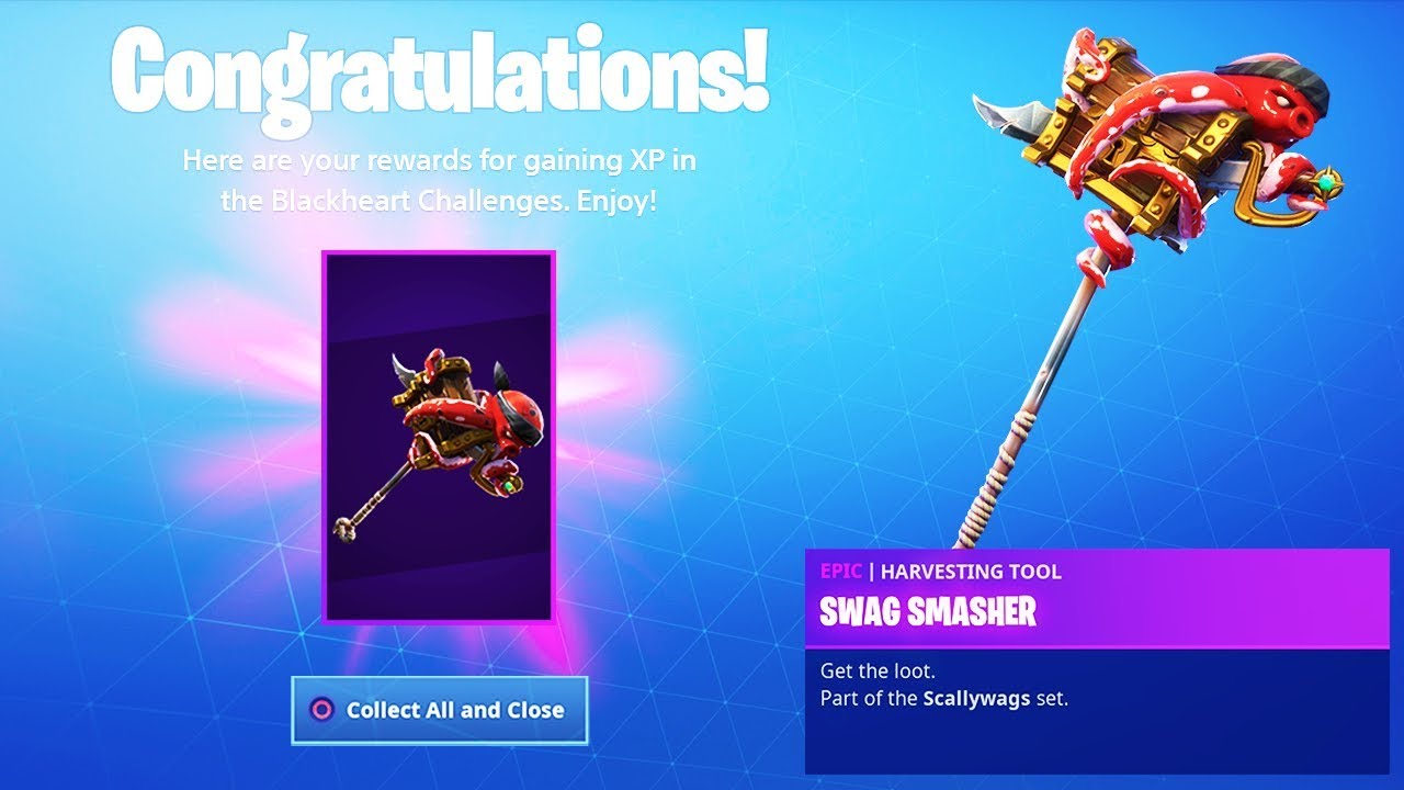 The New "BLACKHEART" Pickaxe UNLOCKED! "Swag Smasher" Fortnite Pickaxe ...