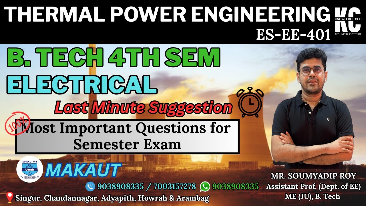 THERMAL POWER ENGINEERING (B. TECH 2nd Year, 4th Semester) // Important ...